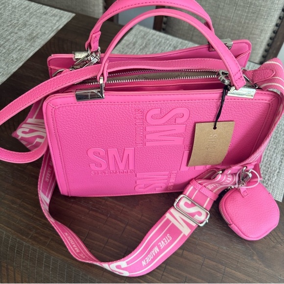 Steve Madden | Bags | Steve Madden Bright Pink Bmateo Satchel Bagcrossbody | Poshmark